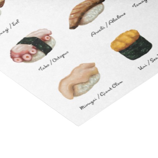 Watercolor Sushi Chart Tissue Paper | Zazzle