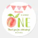 Watercolor Sweet As A Peach First Birthday Classic Round Sticker | Zazzle