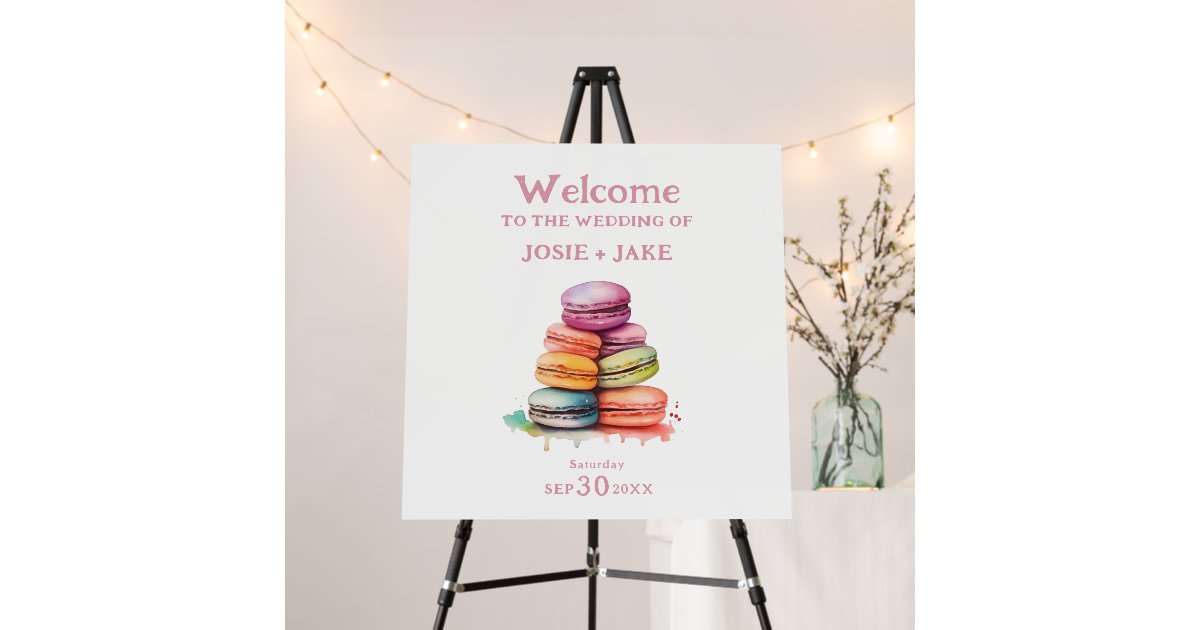 Watercolor sweet macaroons welcome sign | Zazzle