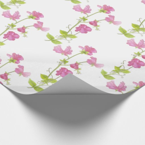 Watercolor Sweet Pea Flower Pattern Floral Design Wrapping Paper | Zazzle