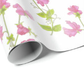 Watercolor Sweet Pea Flower Pattern Floral Design Wrapping Paper | Zazzle
