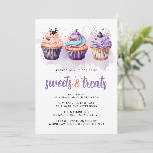 Watercolor Sweets and Treats Halloween Party Invitation | Zazzle