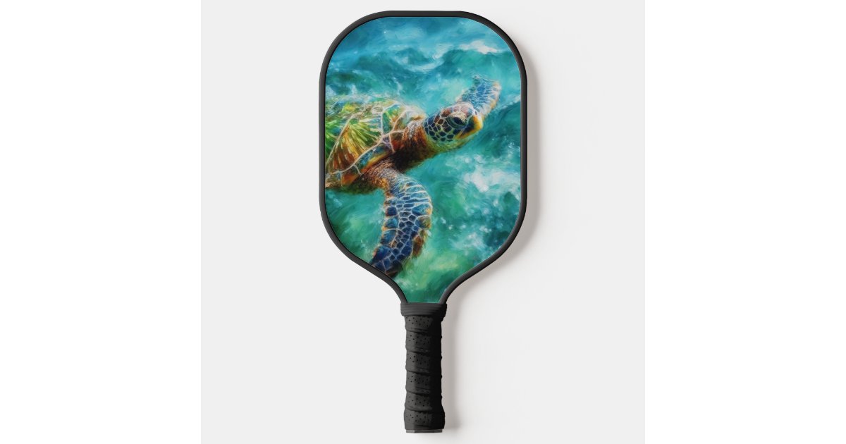 Watercolor Swimming Sea Turtle Pickleball Paddle | Zazzle