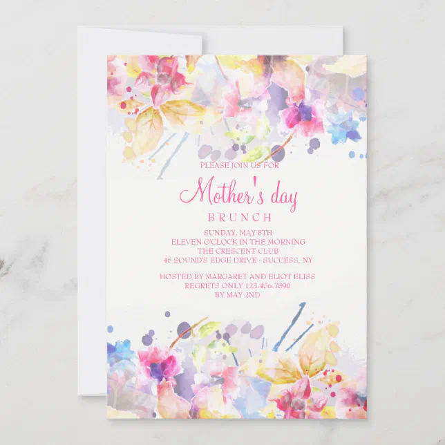 Watercolor Symphony Mother's Day Invitation | Zazzle