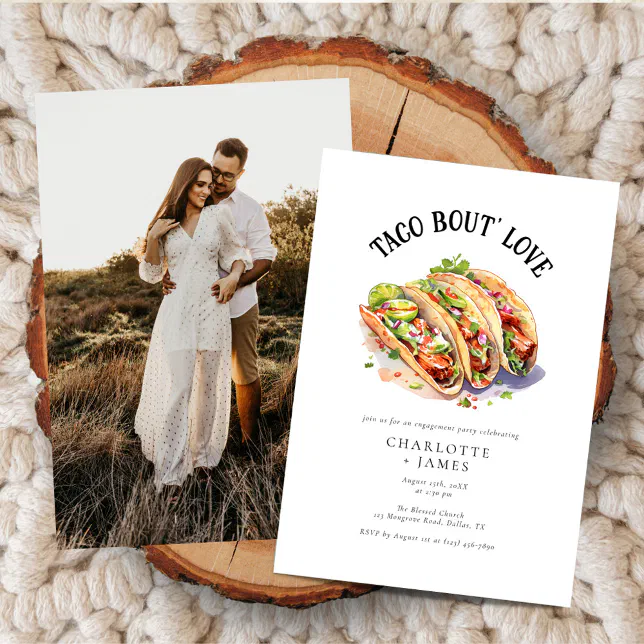 Watercolor Taco Bout Love Engagement Party Invitation | Zazzle