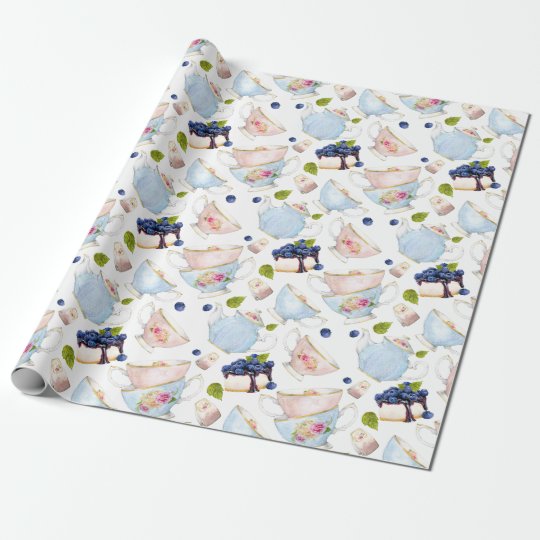 Watercolor Tea Party Pattern Wrapping Paper | Zazzle.com