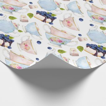 Watercolor Tea Party Pattern Wrapping Paper | Zazzle