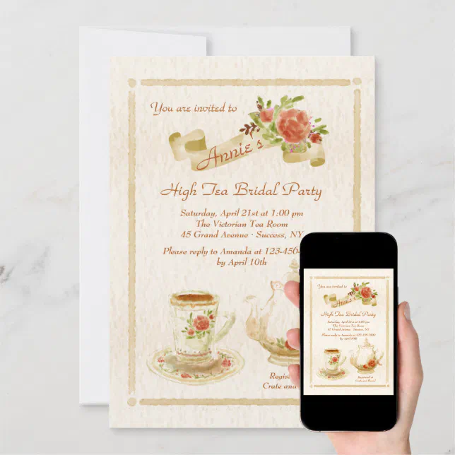 Watercolor Tea Time Invitation | Zazzle