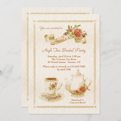 Watercolor Tea Time Invitation | Zazzle
