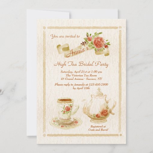 Watercolor Tea Time Invitation | Zazzle