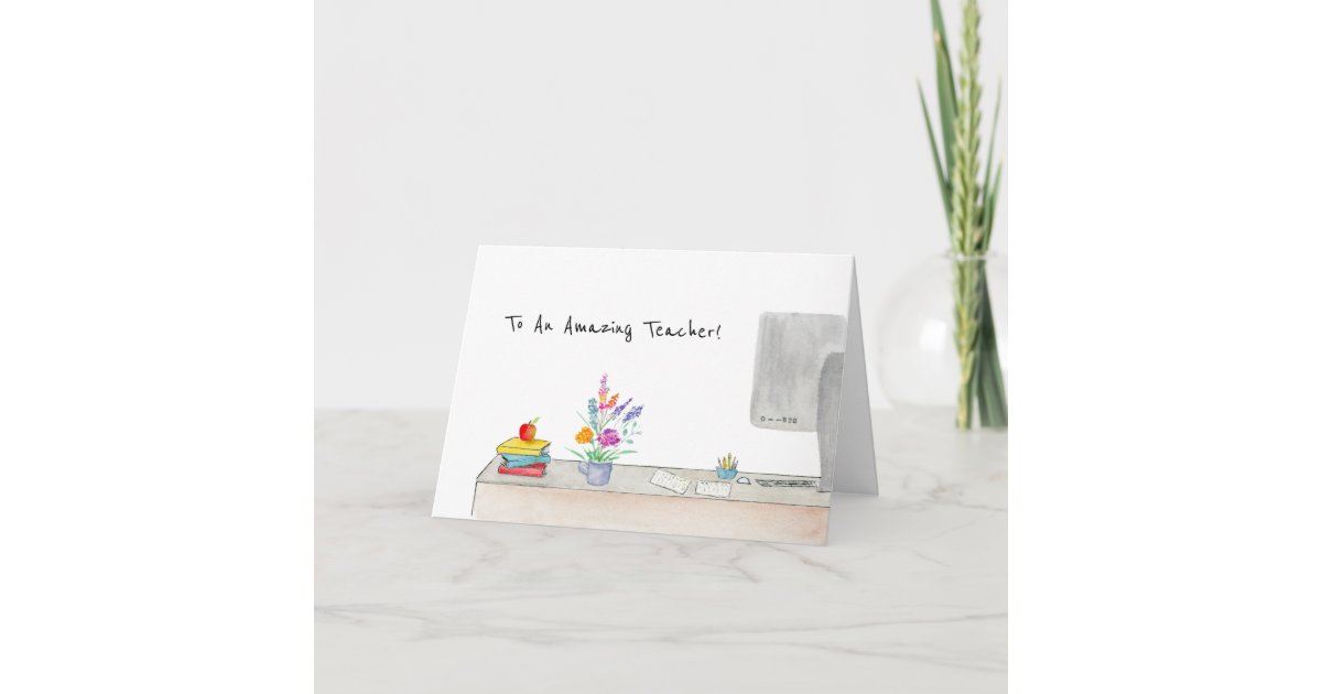 Watercolor Teacher Appreciation Online Learning Card | Zazzle