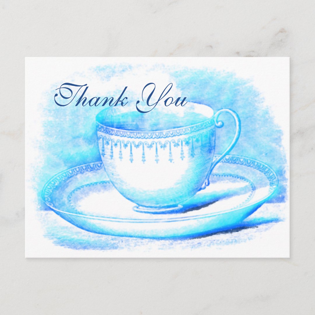Watercolor Teacup Thank You Cards | Zazzle