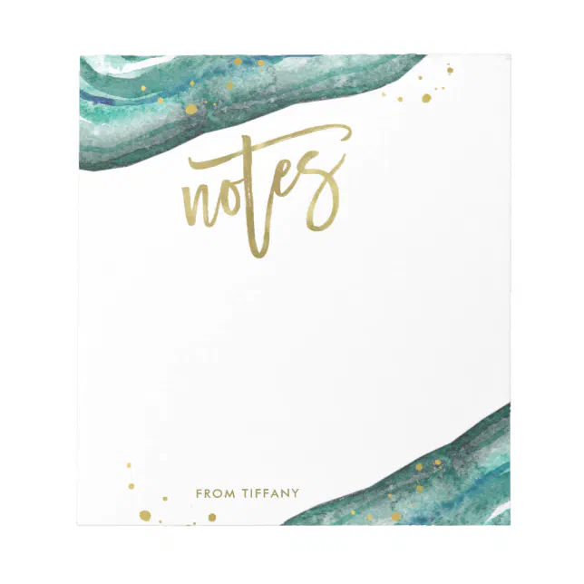 Watercolor Teal and Gold Geode Notes | Zazzle