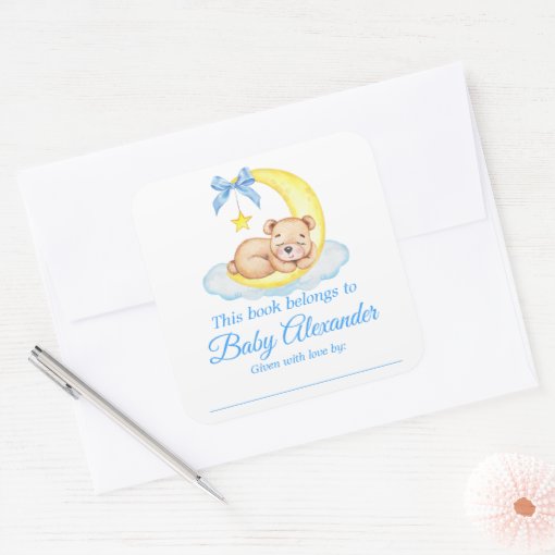 Watercolor Teddy Bear Baby Shower Bookplate Labels | Zazzle