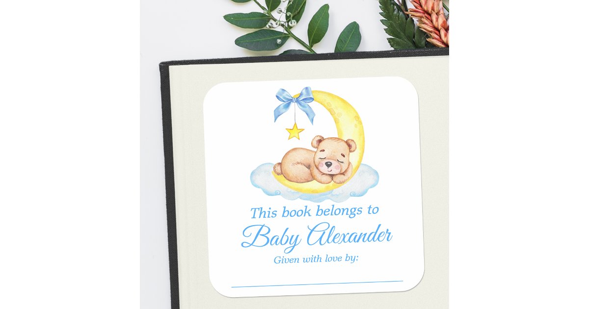 Watercolor Teddy Bear Baby Shower Bookplate Labels | Zazzle
