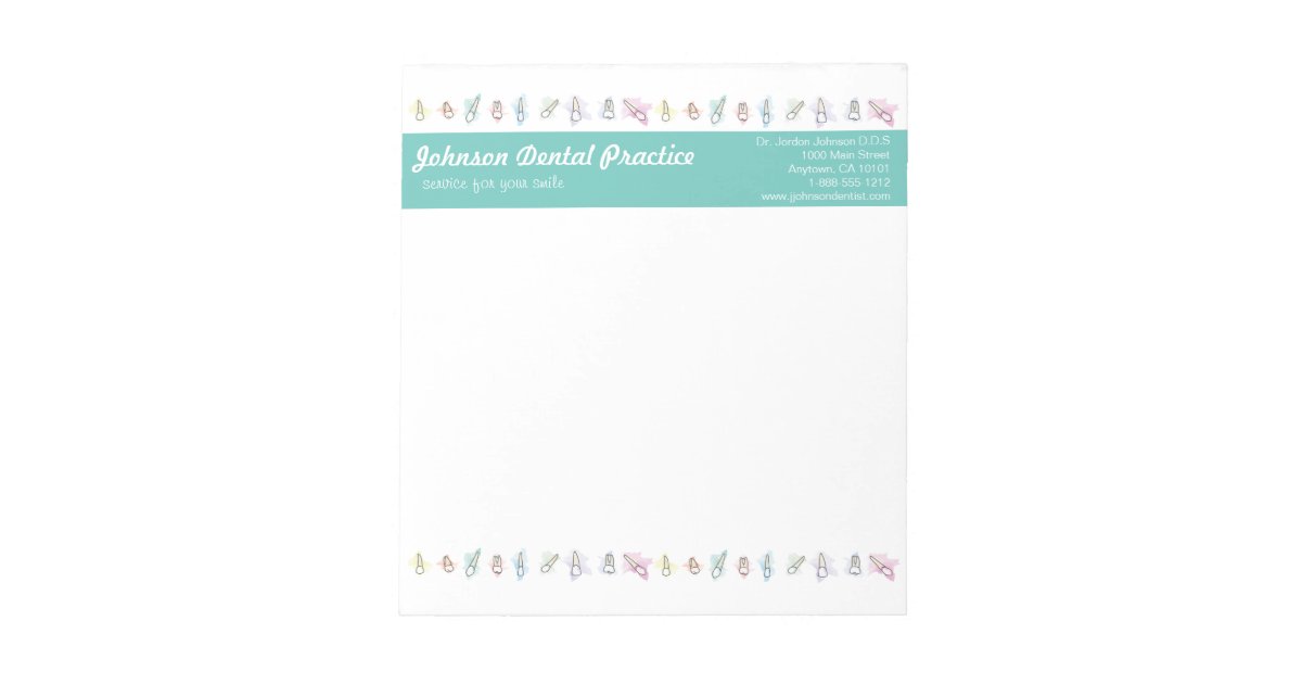Watercolor Teeth Dental Practice Notepad | Zazzle