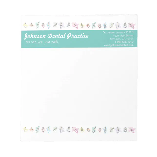Watercolor Teeth Dental Practice Notepad | Zazzle