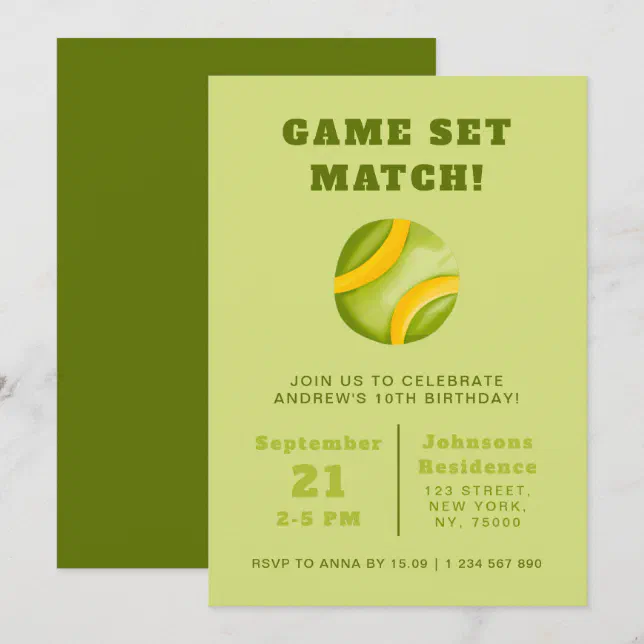 Watercolor Tennis Ball Kids Birthday Party Sport Invitation | Zazzle