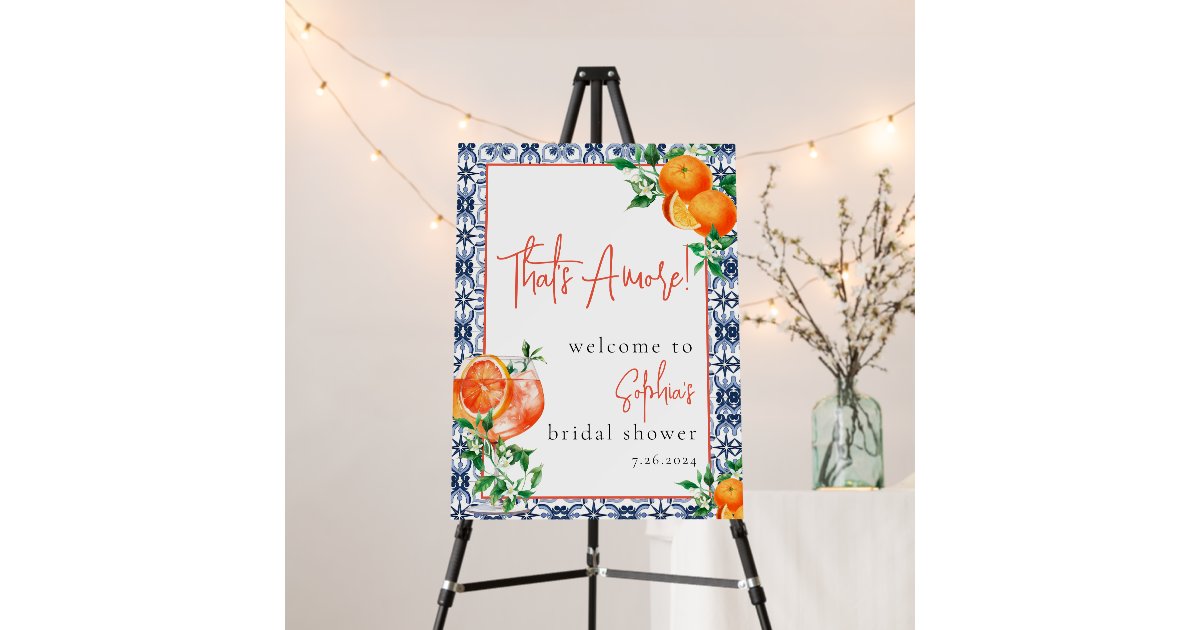 Watercolor That's Amore Spritz Bridal Shower Foam Board | Zazzle