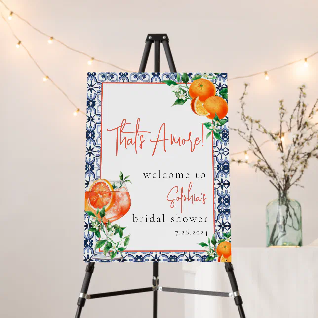 Watercolor That's Amore Spritz Bridal Shower Foam Board | Zazzle