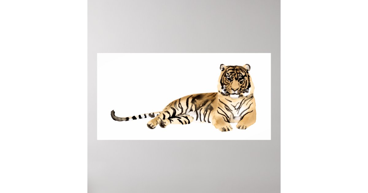 Watercolor Tiger Resting Poster | Zazzle