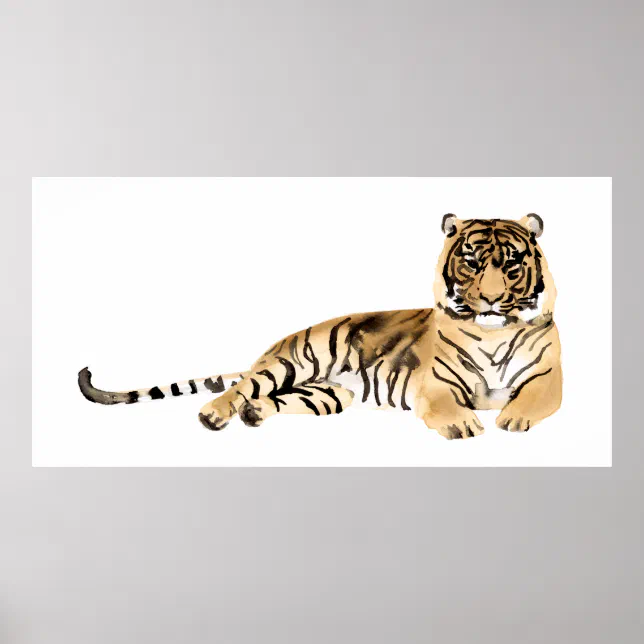 Watercolor Tiger Resting Poster | Zazzle