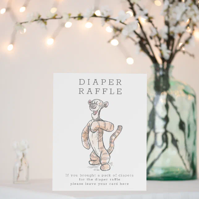 Watercolor Tigger Baby Shower Diaper Raffle Foam Board | Zazzle