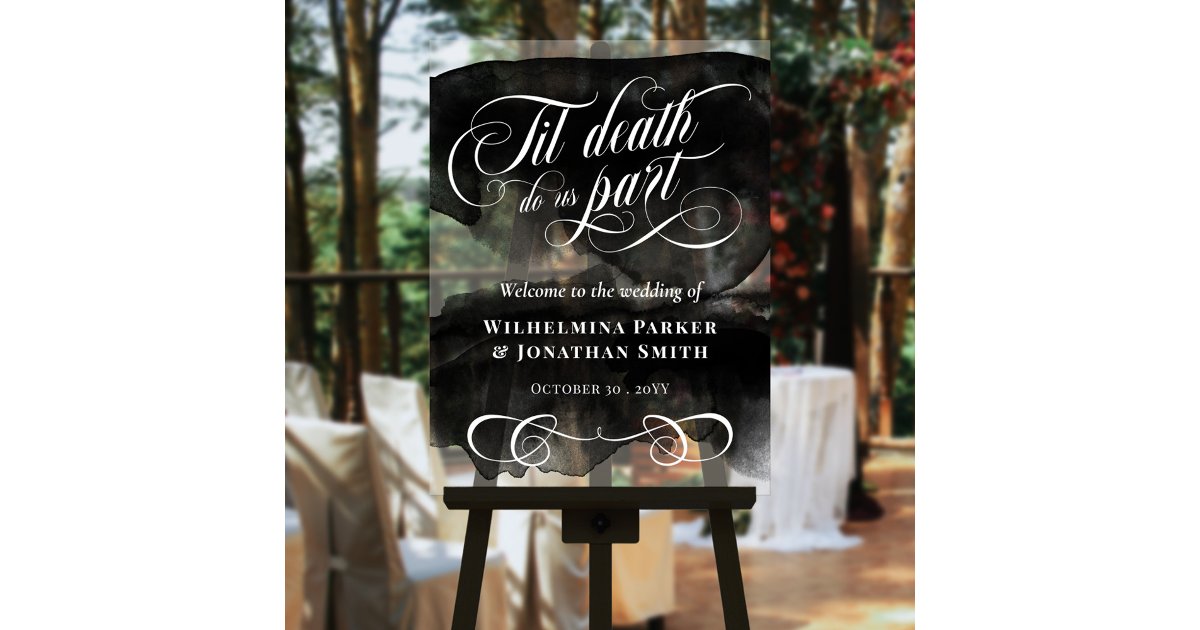 Watercolor Til Death Do Us Part Wedding Welcome Acrylic Sign | Zazzle