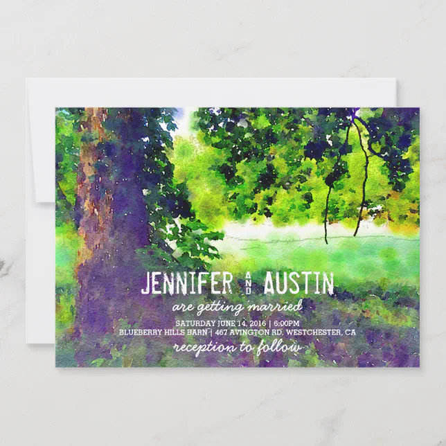 Watercolor Tree Outdoor Wedding Invitation | Zazzle