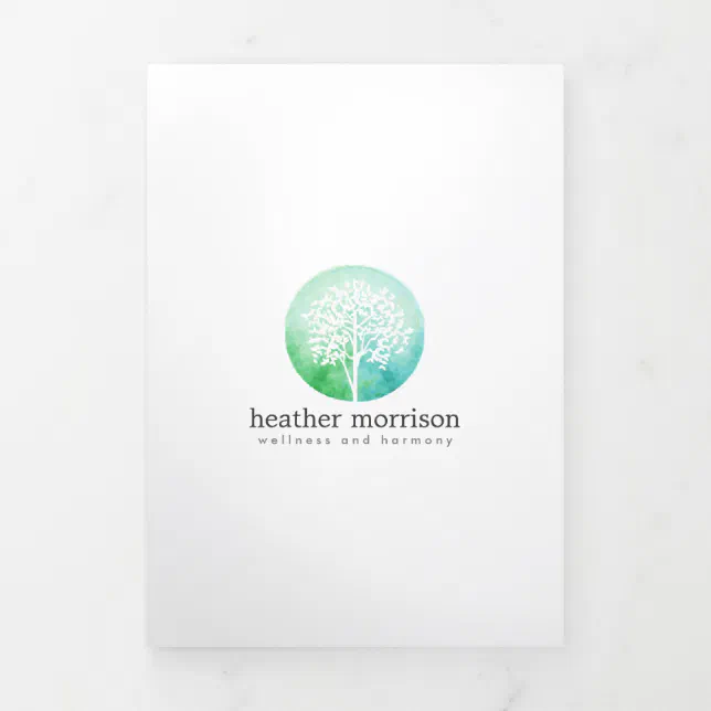 Watercolor Tree Wellness Brochure | Zazzle