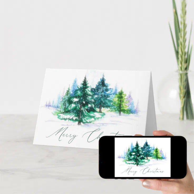Watercolor trees card | Zazzle