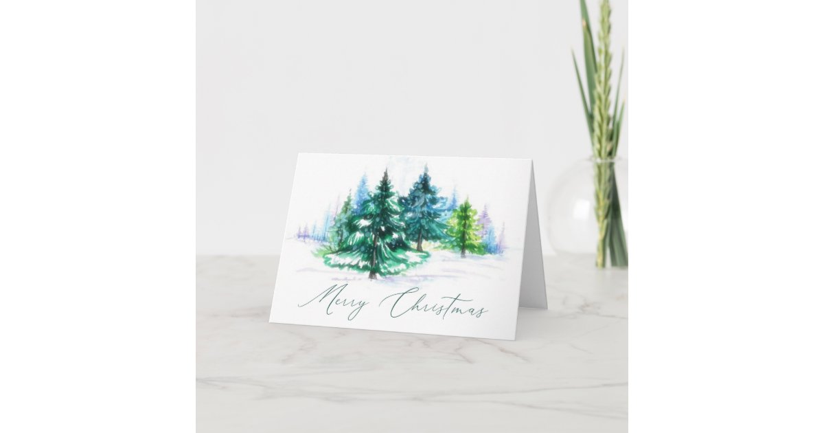 Watercolor trees card | Zazzle