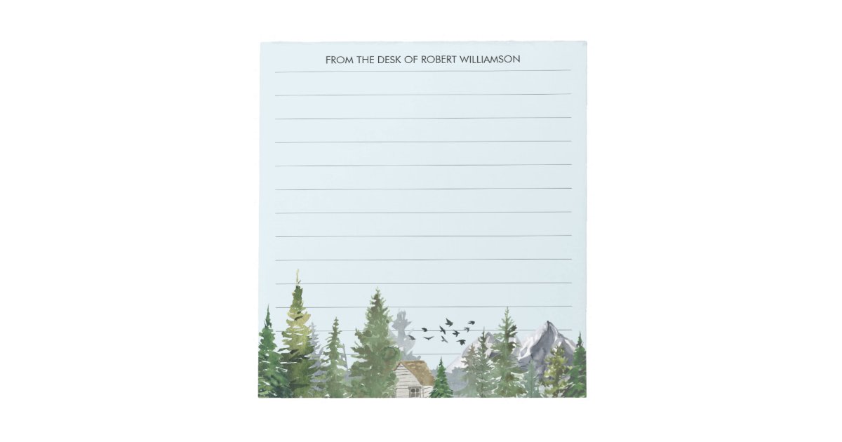 Watercolor Trees Nature Forest Mountains Lined Notepad | Zazzle