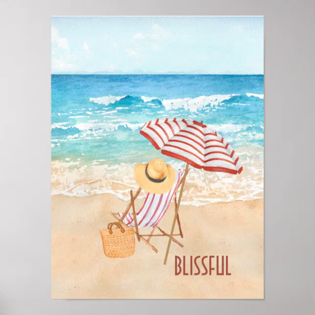 Watercolor Tropical Beach Poster | Zazzle