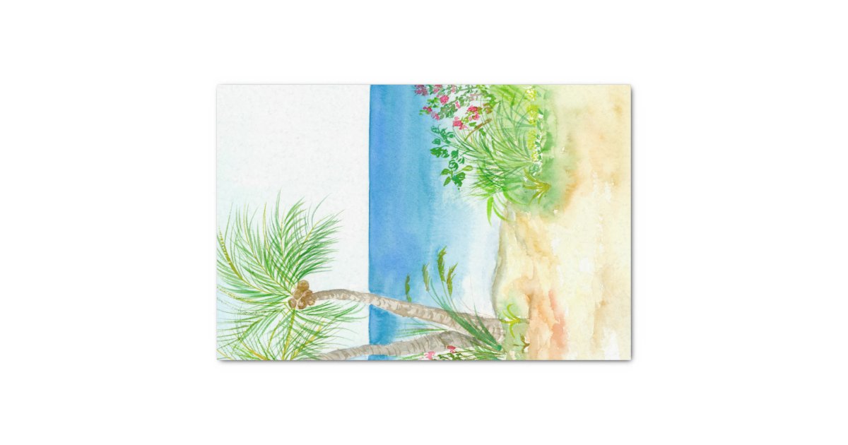 Watercolor Tropical Beach Tissue Paper | Zazzle