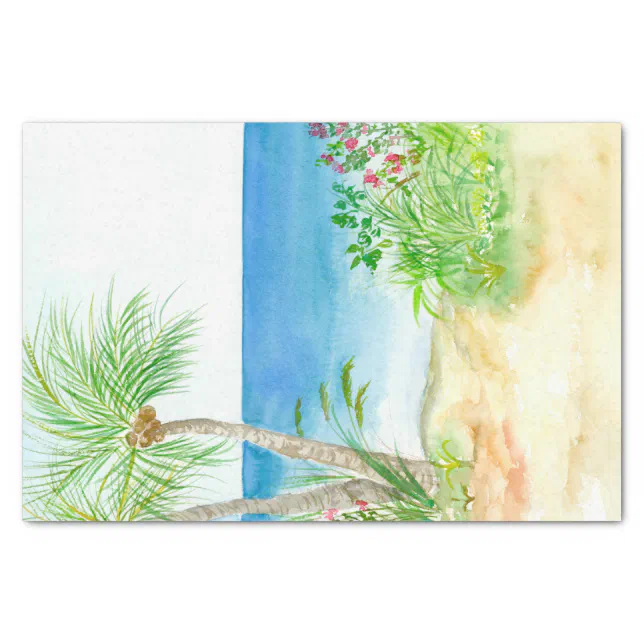 Watercolor Tropical Beach Tissue Paper | Zazzle