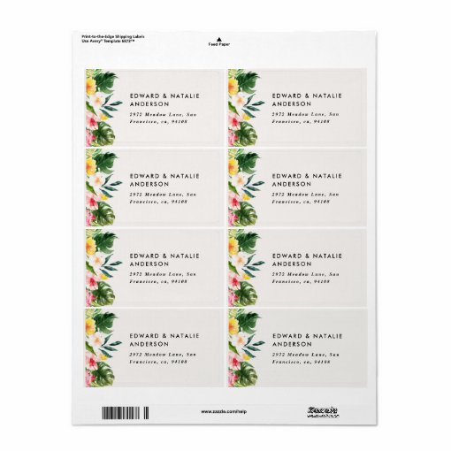 watercolor tropical botanical floral colorful label | Zazzle