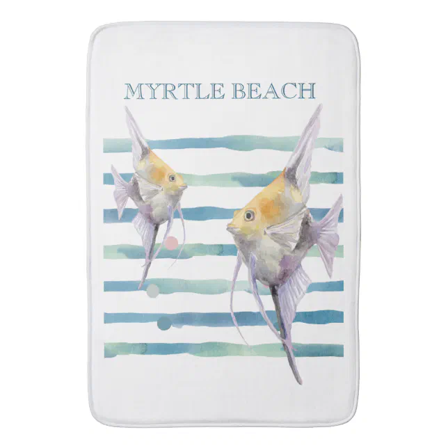 WATERCOLOR TROPICAL FISH, VACATION BEACH HOUSE BATH MAT | Zazzle