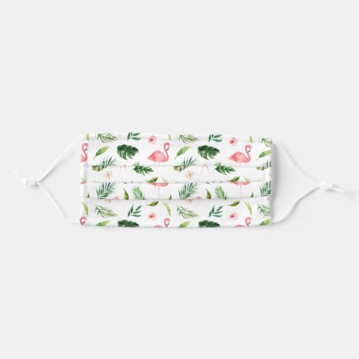Watercolor Tropical Flamingo Palm Leaves Adult Cloth Face Mask | Zazzle