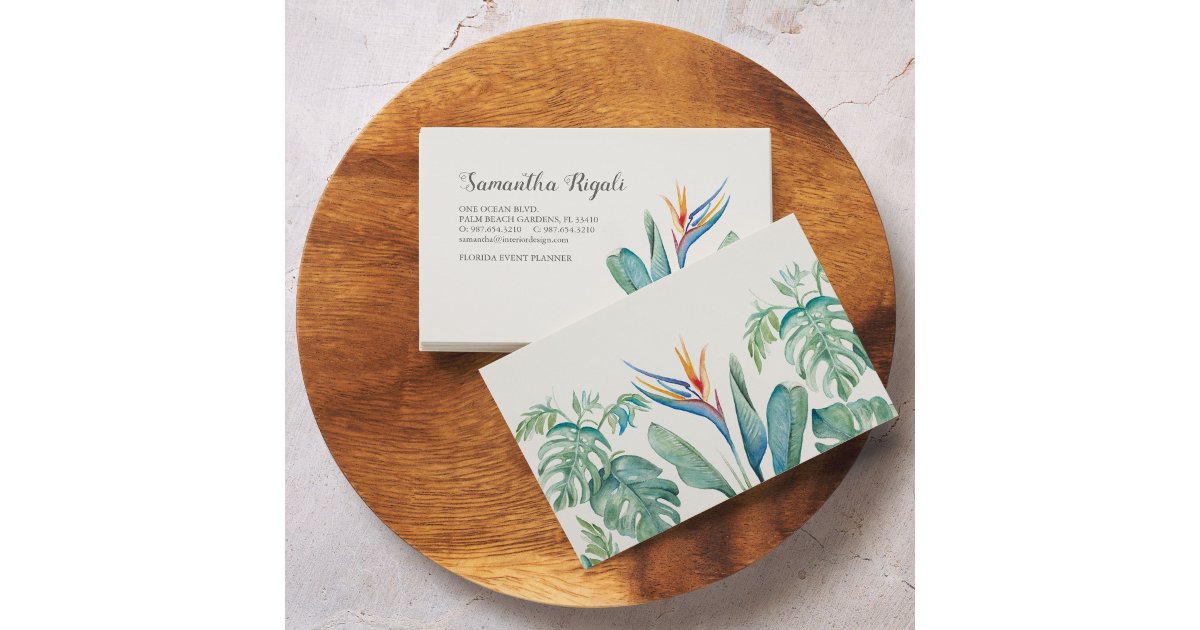 Watercolor Tropical Floral and Greenery Business Enclosure Card | Zazzle