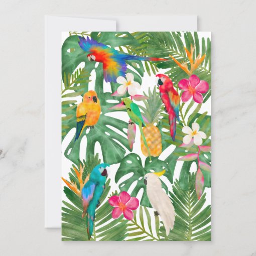 Watercolor tropical floral parrots 2nd birthday invitation | Zazzle