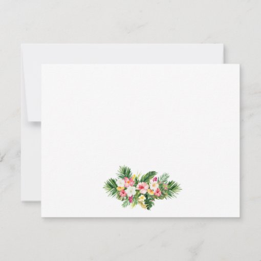 Watercolor Tropical Floral Pink Flamingo Note Card | Zazzle