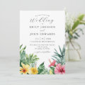 Watercolor Tropical Flowers QR Code Wedding Invitation | Zazzle