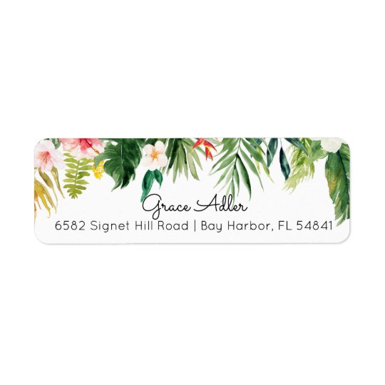 Watercolor Tropical Flowers Return Address Label | Zazzle.com
