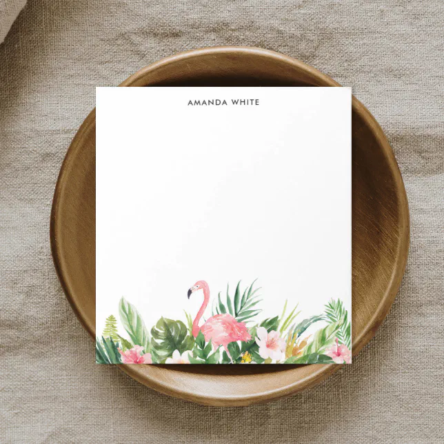 Watercolor Tropical Leaf Flamingo Custom Notepad | Zazzle