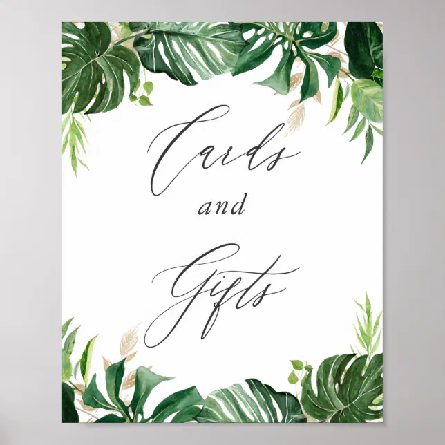 Watercolor Tropical Leaves Cards and Gifts Sign | Zazzle