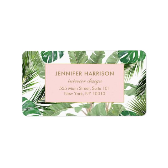 Watercolor Tropical Leaves Pattern Label | Zazzle.com