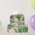 Watercolor Tropical Leaves Pattern on Pink Wrapping Paper | Zazzle