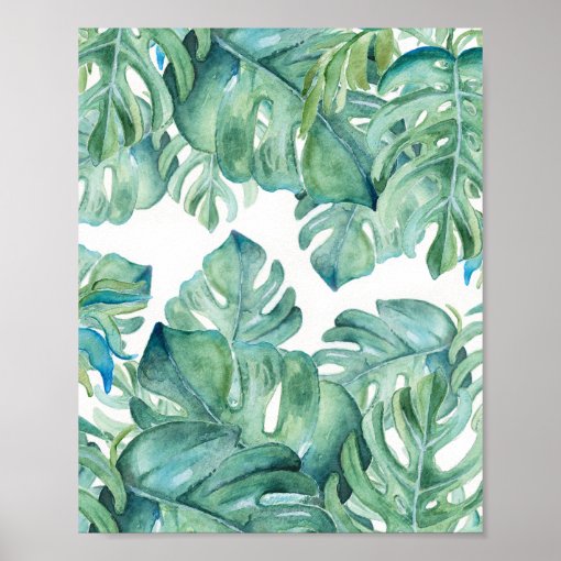 Watercolor Tropical Leaves Poster | Zazzle