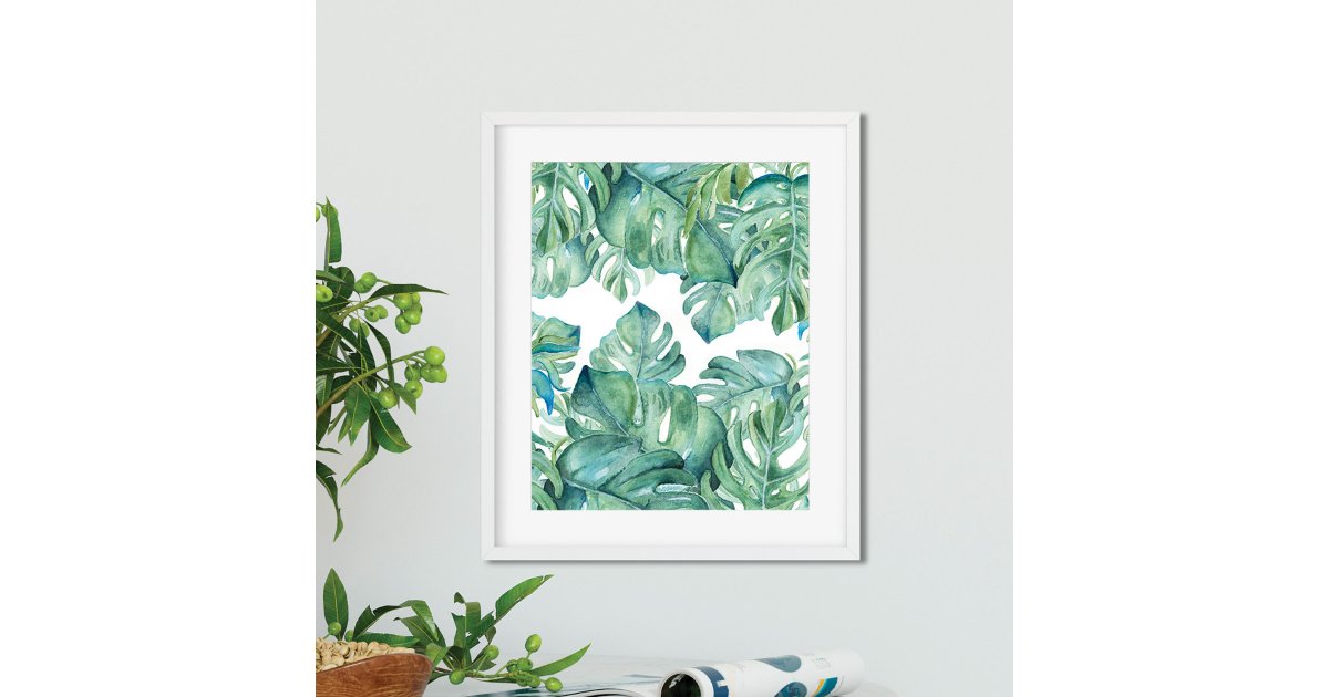 Watercolor Tropical Leaves Poster | Zazzle